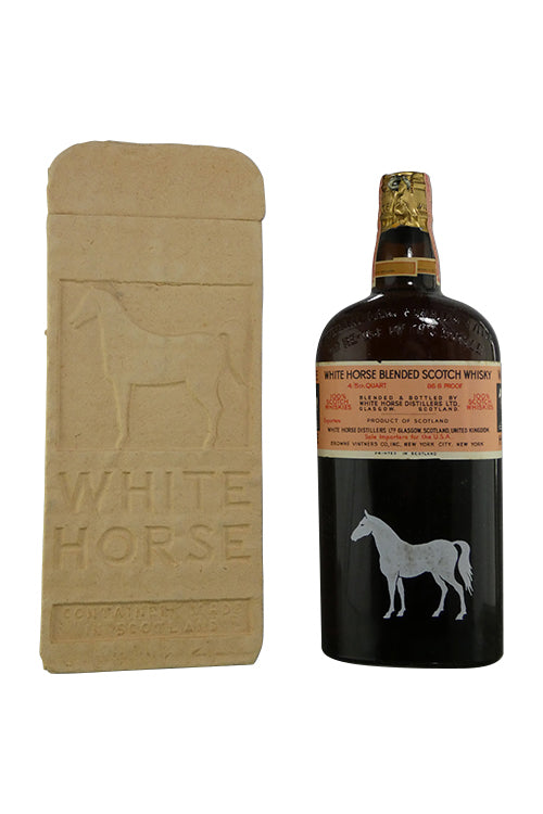 White Horse Flat Bottle Blended Scotch 1950's In Gift Box (750ml ...